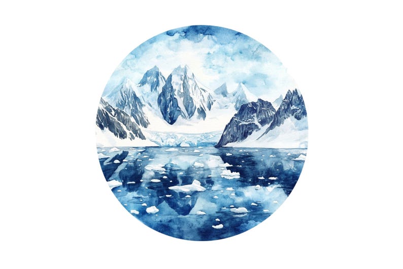 Watercolor Antarctica Clipart, Antarctica Png Bundle, Landscape Clip ...
