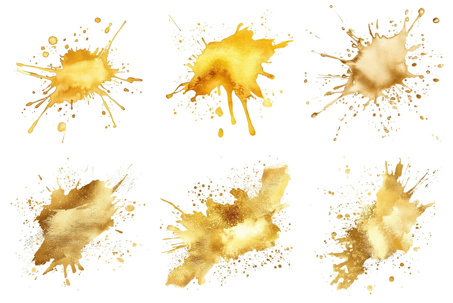Watercolor Gold Splash Clipart, Png Bundle, Clip Art, Illustration, Ink ...