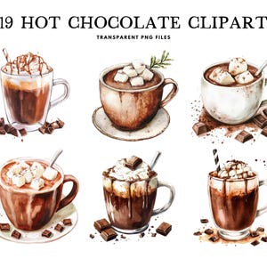 Watercolor Hot Chocolate Clipart, Png Bundle, Clip Art, Winter Drink ...