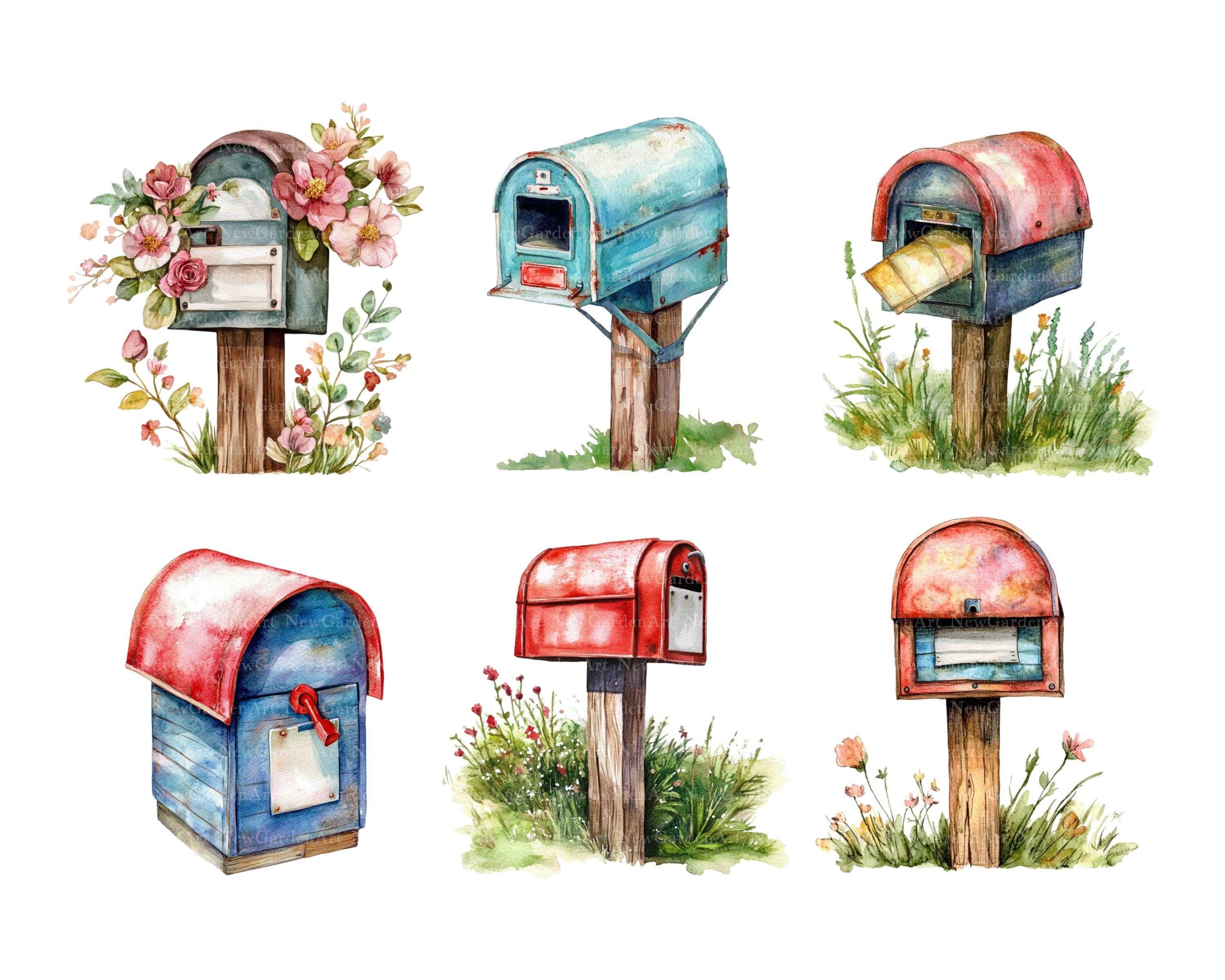 Watercolor Mailbox Clipart Bundle, Mailbox Png, Postbox Clip Art ...