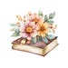 Watercolor Floral Book Clipart, Flower Book Png, Wildflower Book Lover ...