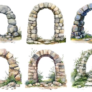 Watercolor Stone Arch Clipart, Png Bundle, Clip Art, Archway ...