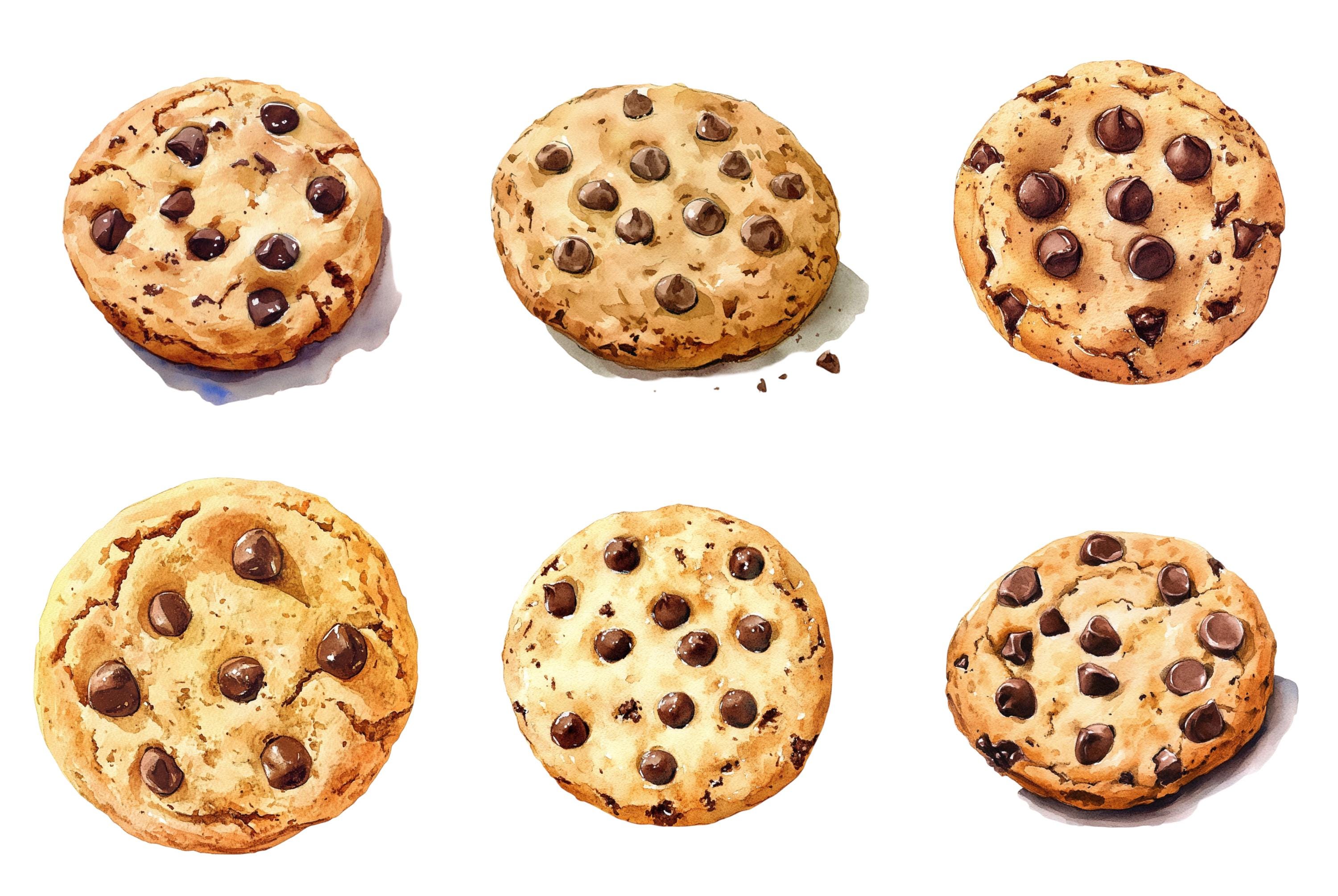 Watercolor Cookie Clipart Bundle, Cookie Png, Chocolate Chip Cookie ...