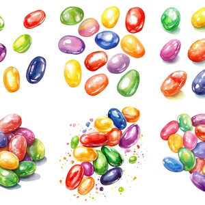 Watercolor Jelly Bean Clipart, Png Bundle, Candy Clip Art, Illustration ...