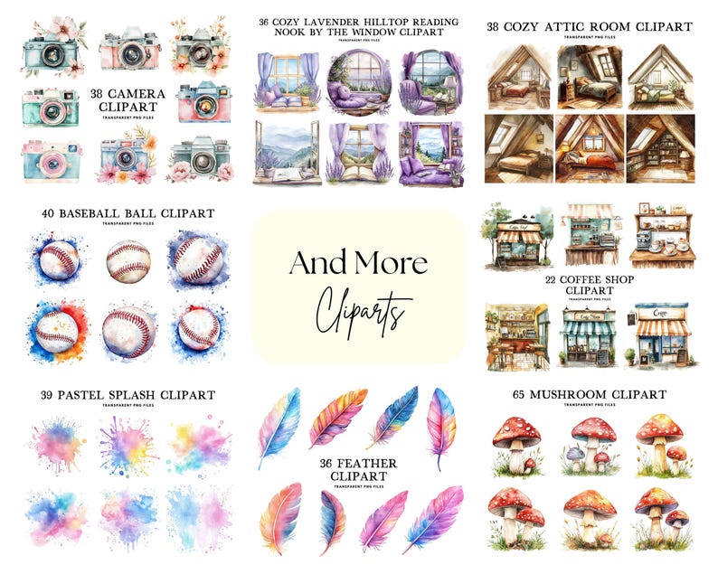 Whole Shop Bundle, Watercolor Clipart Png, Mega Clip Art, Full Access ...