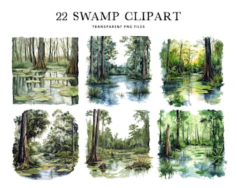 Watercolor Wetland Animals Clipart Bundle, Swamp Wildlife Clipart ...