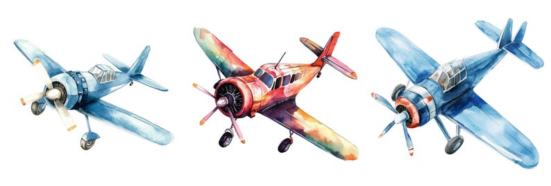 Watercolor Airplane Clipart, Airplane Png Bundle, Plane Clip Art ...