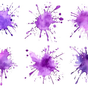 Watercolor Purple Splash Clipart, Png Bundle, Clip Art, Illustration ...