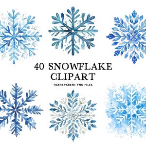 Watercolor Snowflake Clipart Bundle, Snowflake Png, Winter Clip Art ...