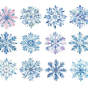 Watercolor Snowflake Clipart Bundle, Snowflake Png, Winter Clip Art ...