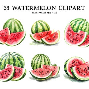 Watercolor Watermelon Clipart, Watermelon Png Bundle, Fruit Clip Art ...