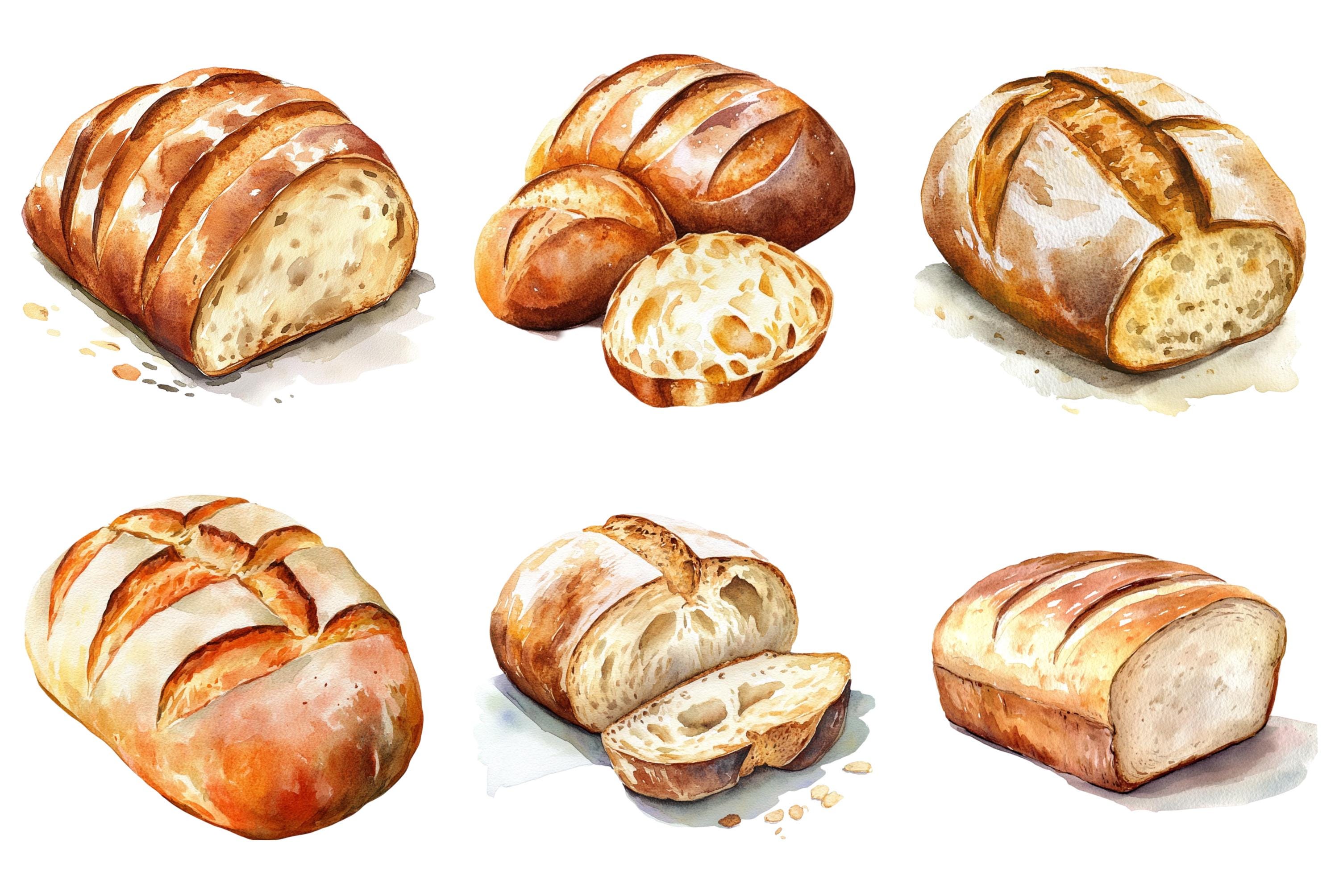 Watercolor Bread Clipart, Bread Png Bundle, Bakery Bread Clip Art ...