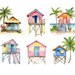Watercolor Beach Hut Clipart Bundle, Beach Hut Png, Summer Beach House ...