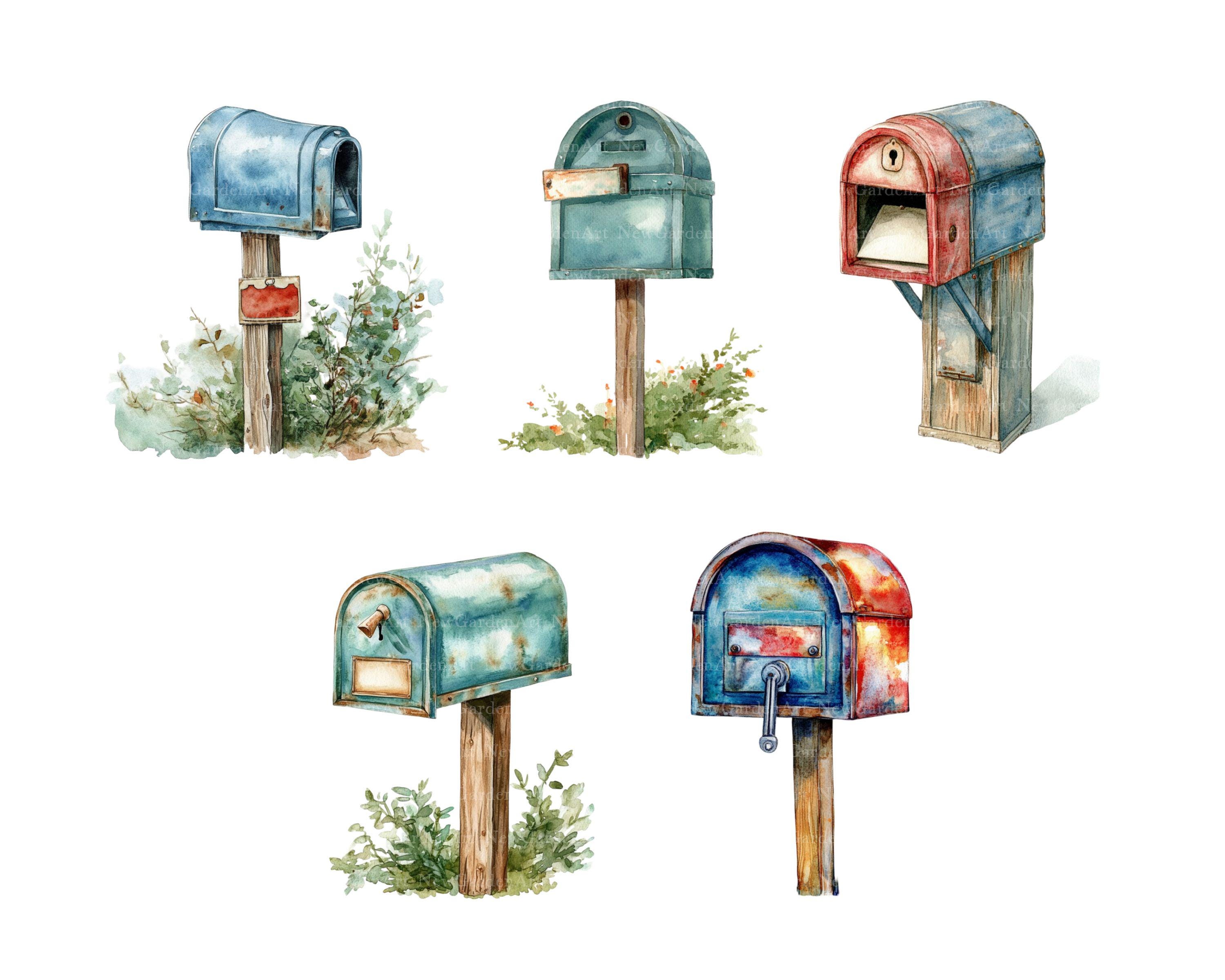 Watercolor Mailbox Clipart Bundle, Mailbox Png, Postbox Clip Art ...