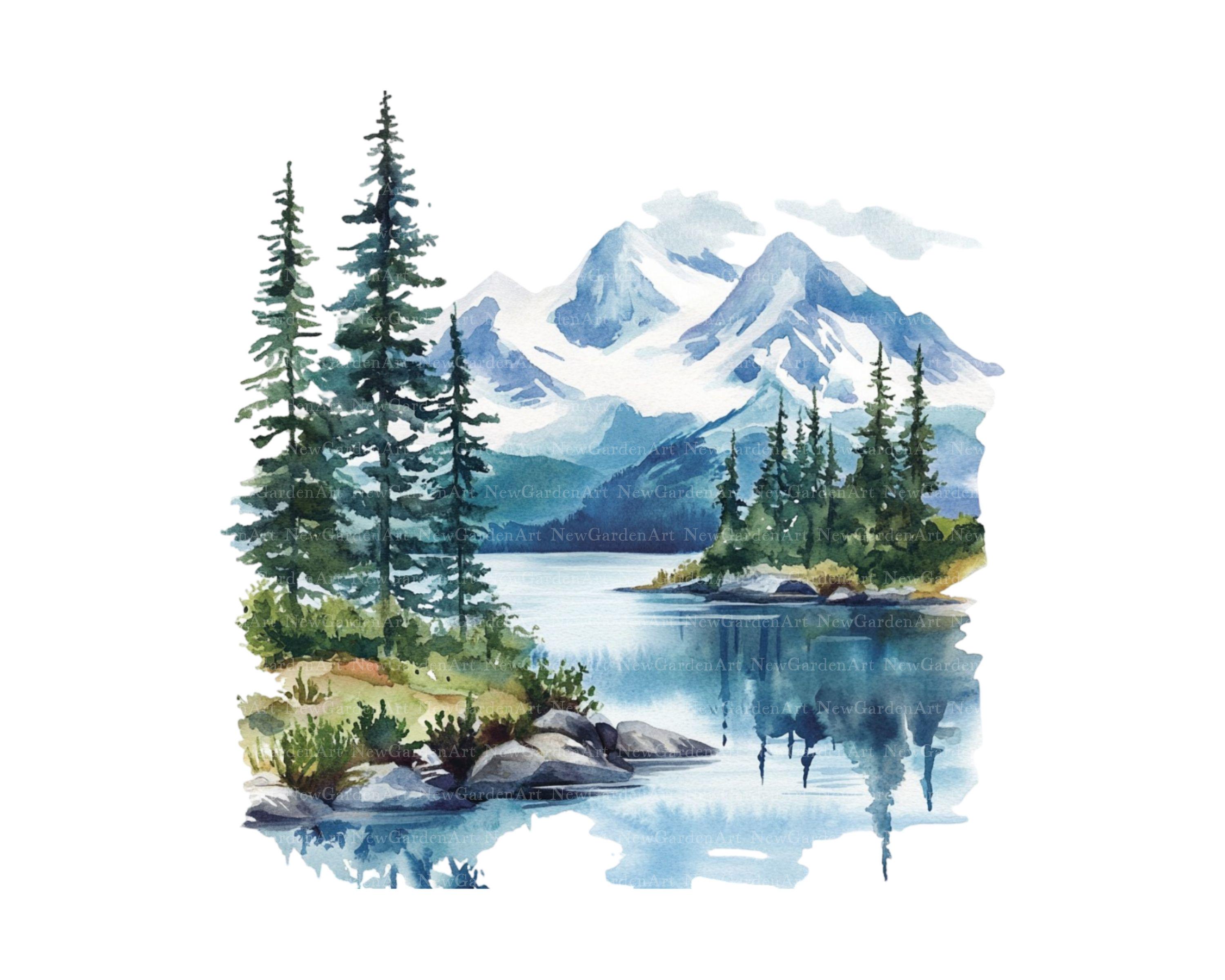 Watercolor Alaska Clipart Bundle, Alaska Png, Alaska Landscape Clip Art ...