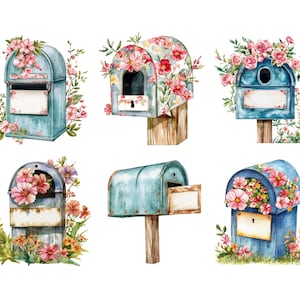 Watercolor Mailbox Clipart Bundle, Mailbox Png, Postbox Clip Art ...