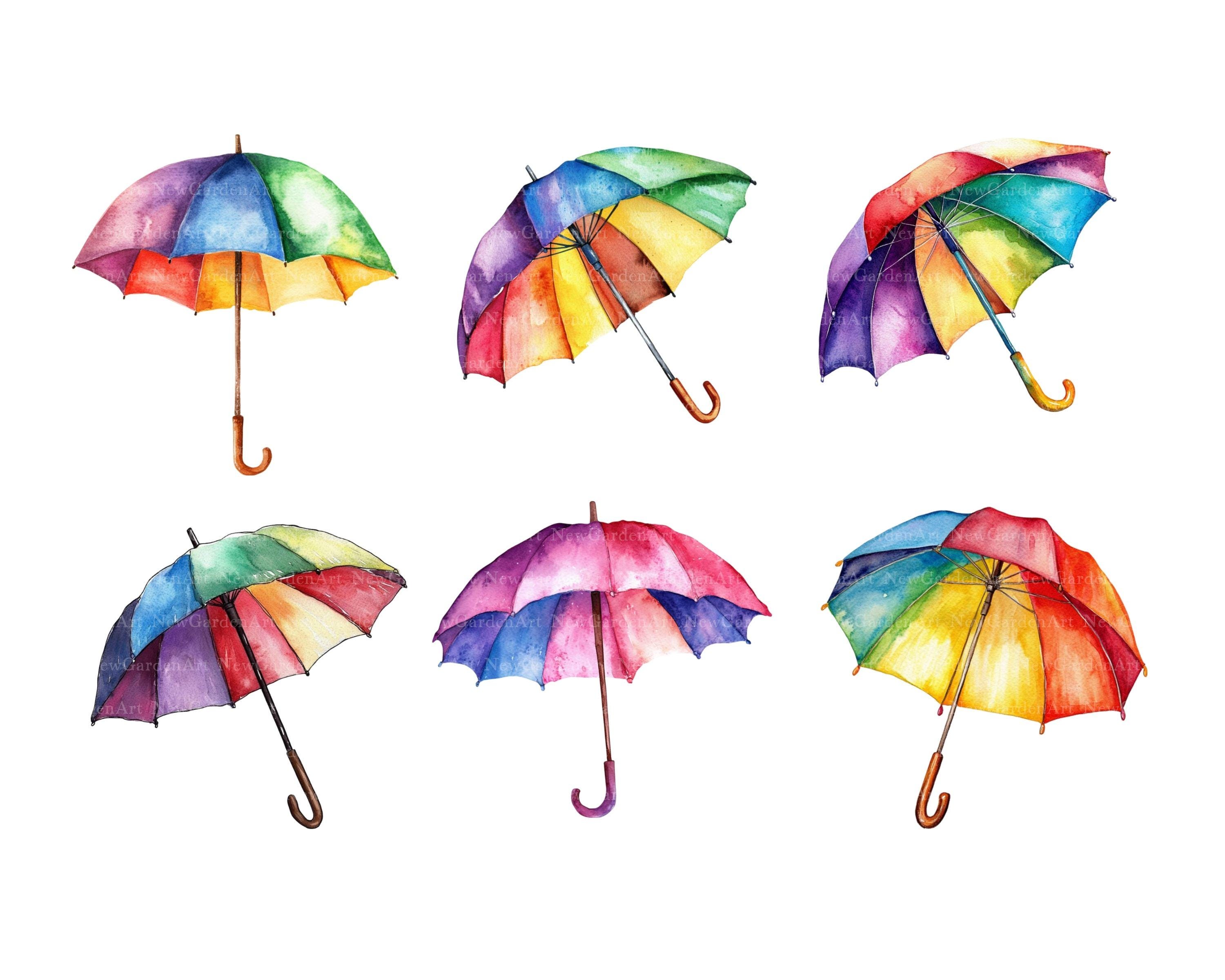 Watercolor Umbrella Clipart Bundle, Umbrella Png, Floral Umbrella Clip ...