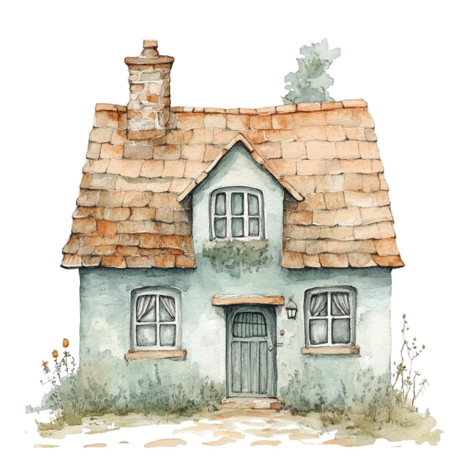 Watercolor Cottage House Clipart Bundle, Cottage House Png, House Clip ...