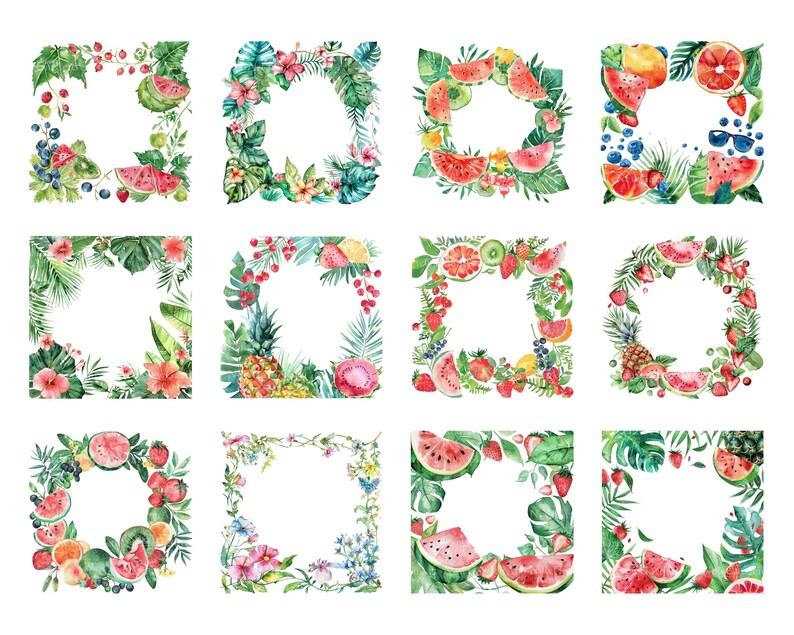 Watercolor Summer Frame Clipart, Summer Frame Png Design File, Beach ...