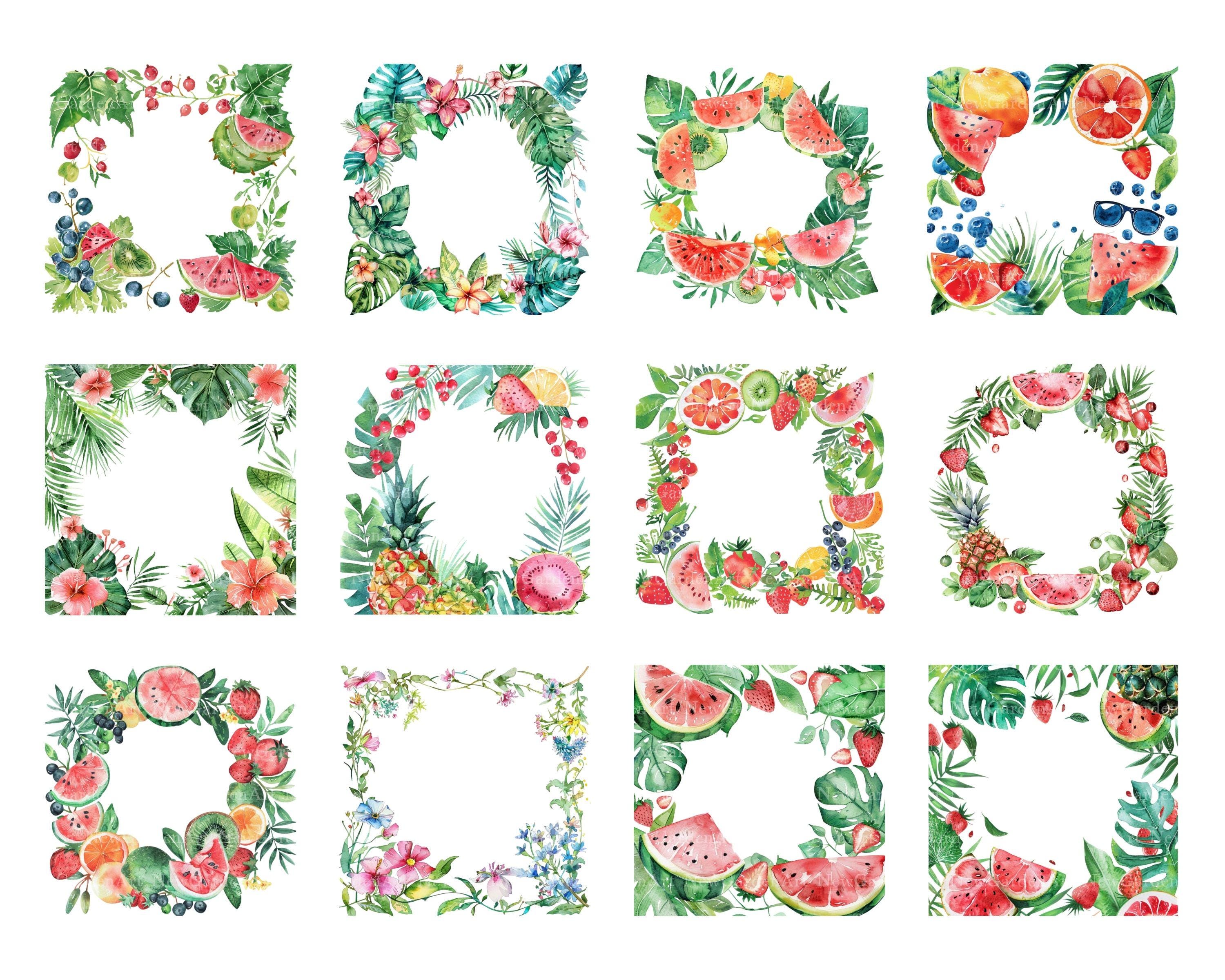 Watercolor Summer Frame Clipart, Summer Frame Png Design File, Beach ...