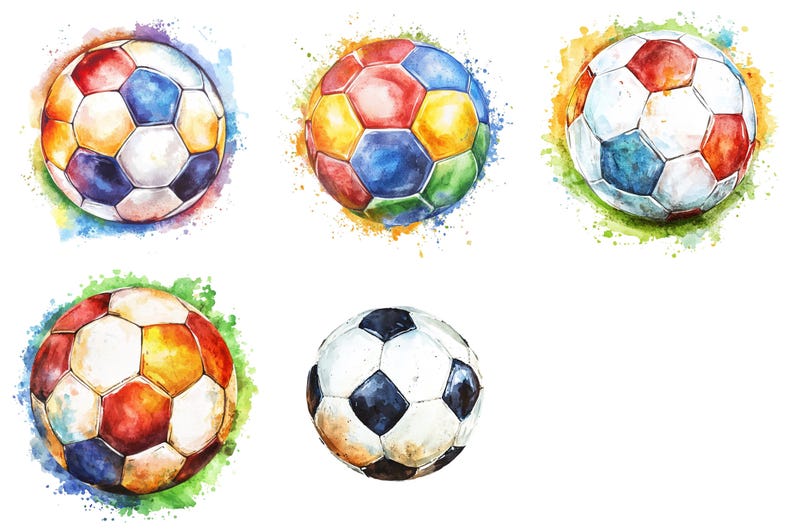 Watercolor Soccer Ball Clipart, Png Bundle, Clip Art, Illustration ...