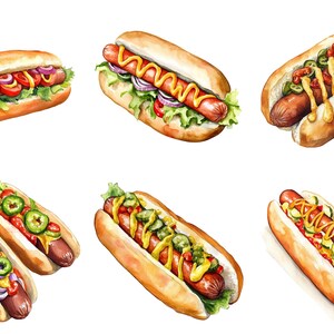 Watercolor Hot Dog Clipart, Png Bundle, Fast Food Clip Art ...