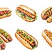Watercolor Hot Dog Clipart, Png Bundle, Fast Food Clip Art ...