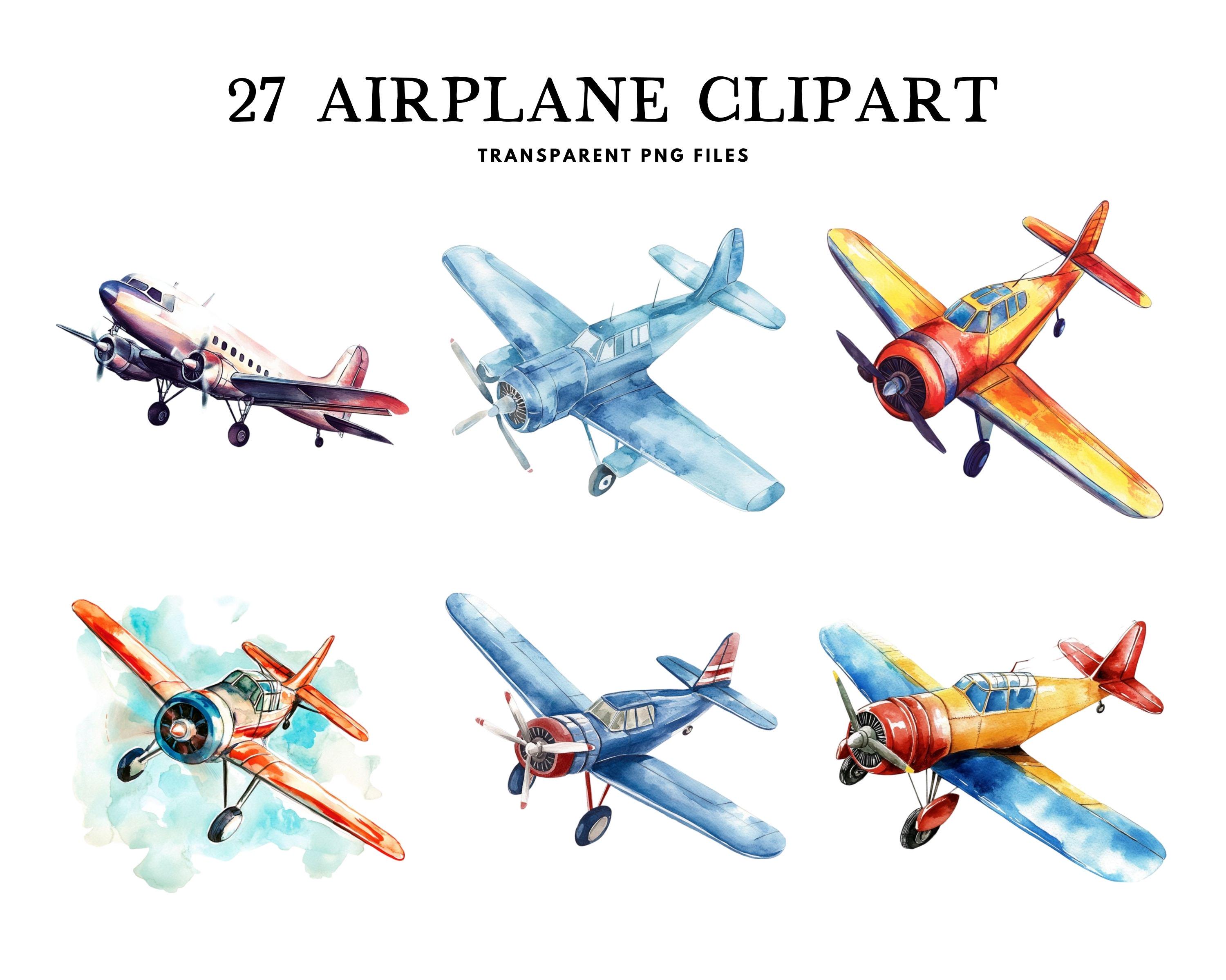 Watercolor Airplane Clipart, Airplane Png Bundle, Plane Clip Art ...