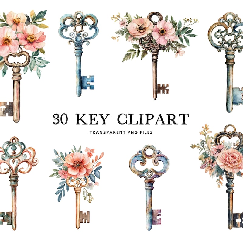 Skeleton Key Clipart - Etsy