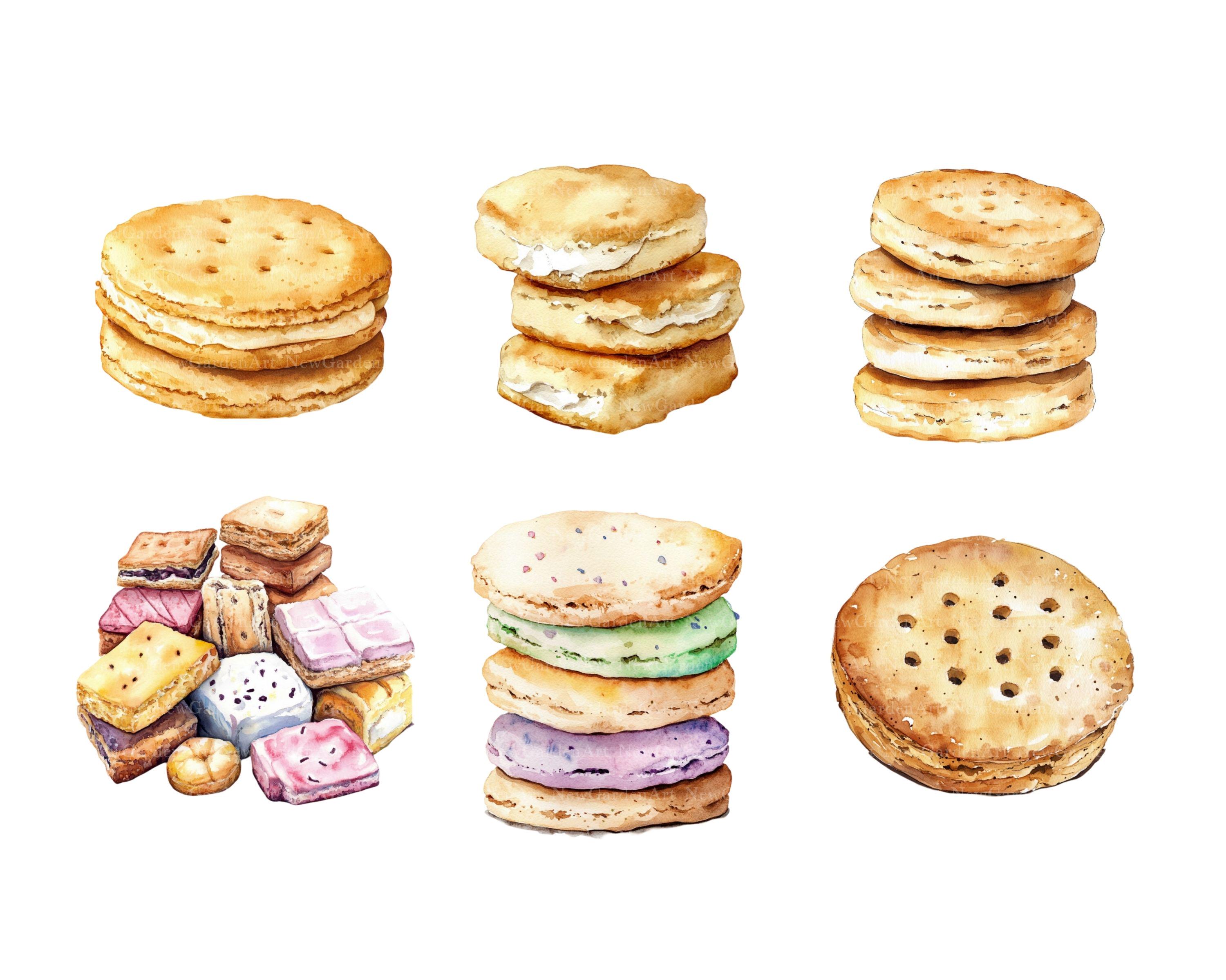 Watercolor Biscuit Clipart Bundle, Biscuit Png, Cookie Clip Art ...