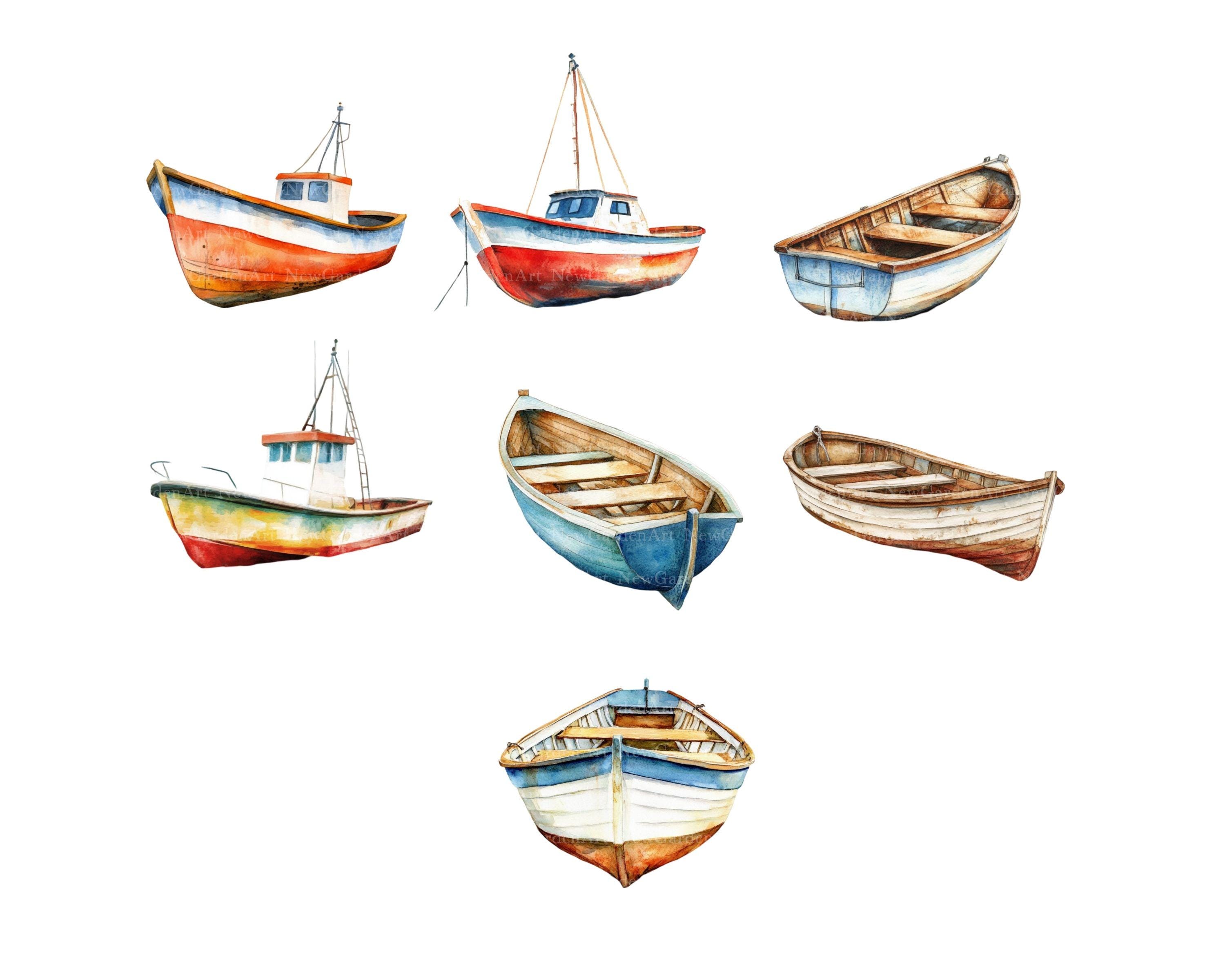 Watercolor Boat Clipart Bundle, Boat Png, Sailboat Clip Art, Nautical ...