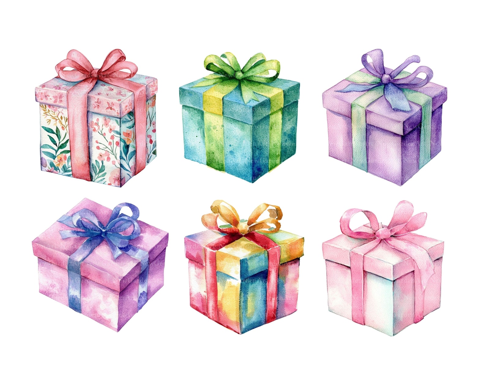 Watercolor Gift Box Clipart Bundle, Gift Box Png, Present Clip Art ...