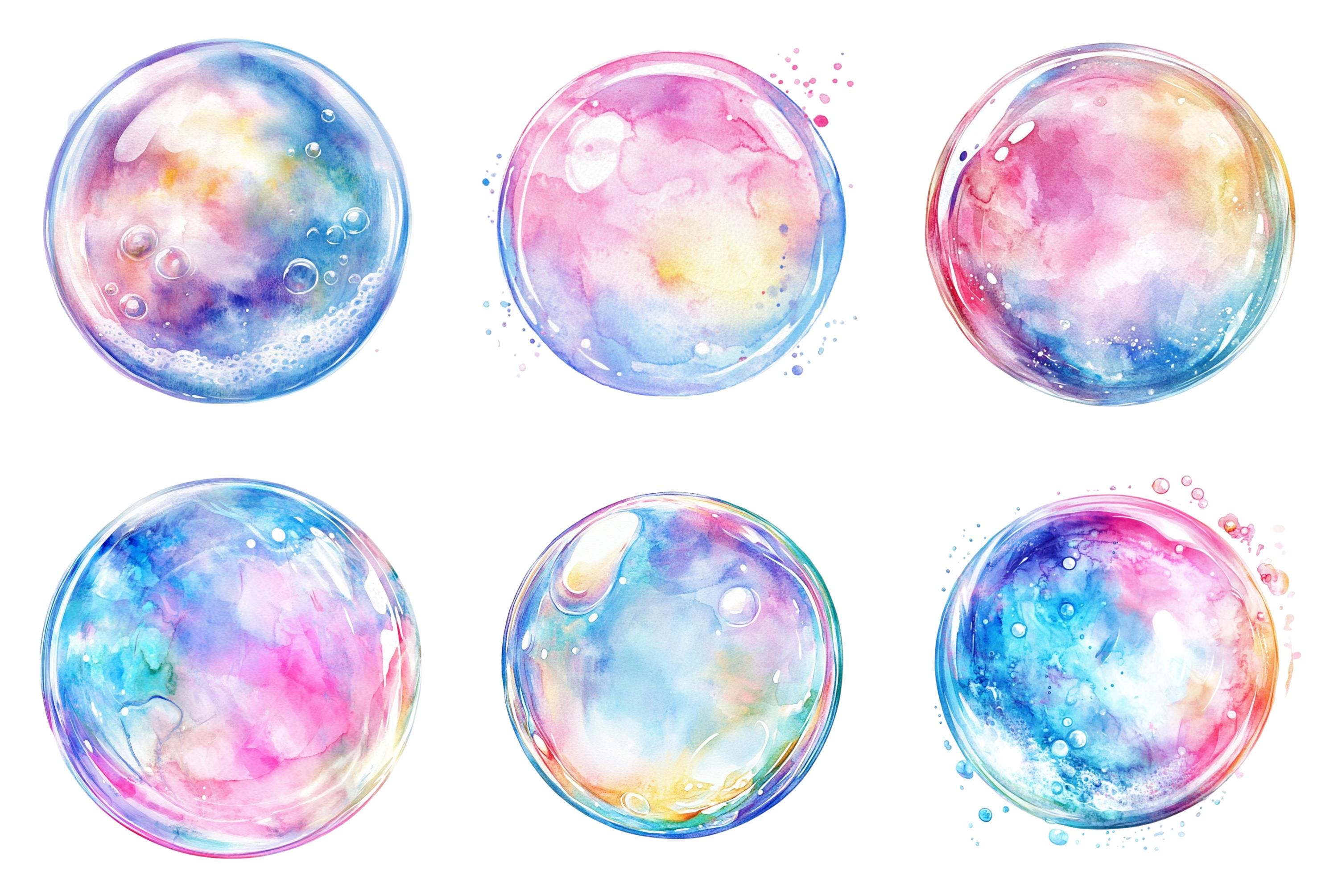 Watercolor Soap Bubble Clipart, Png Bundle, Clip Art, Illustration ...