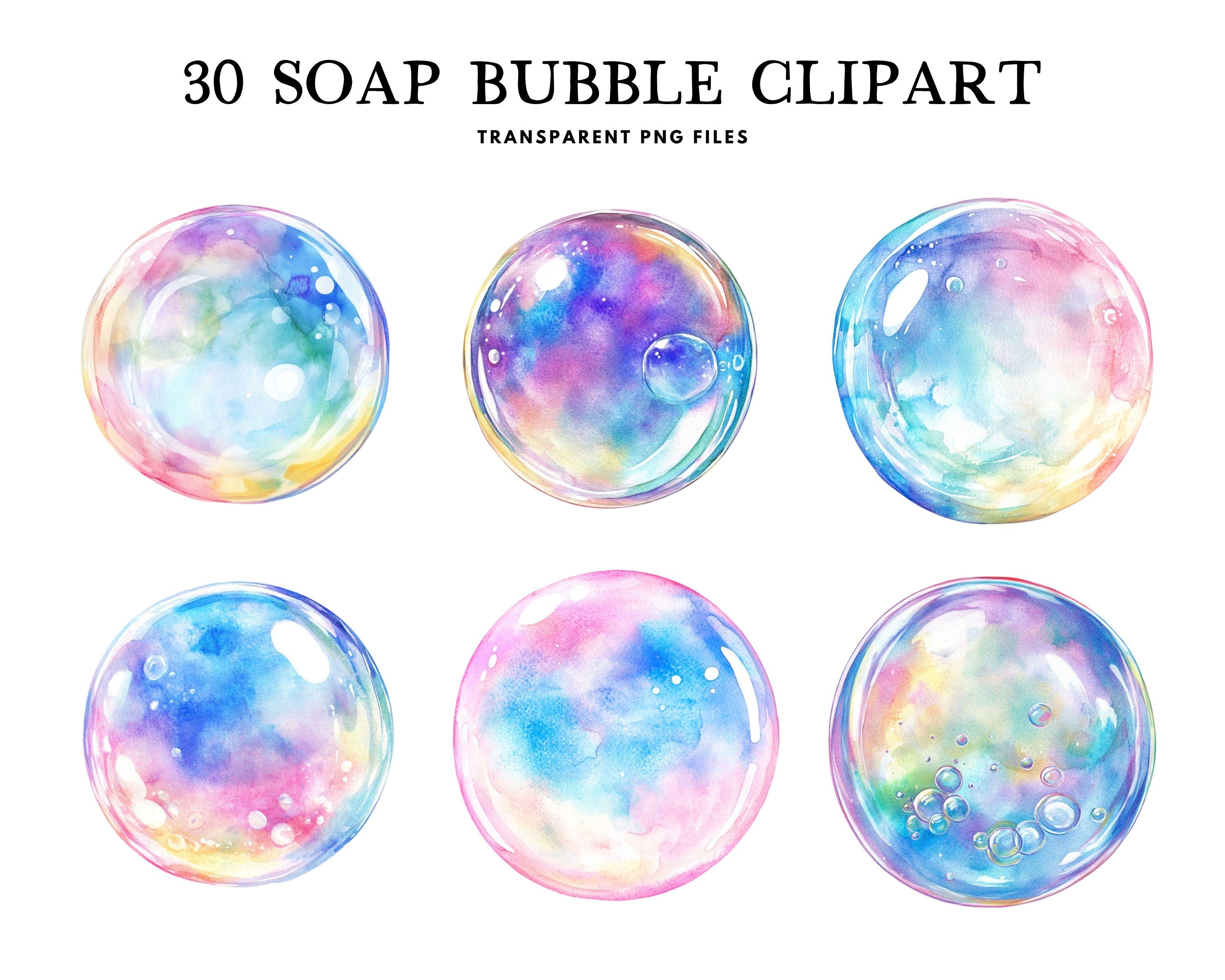 Watercolor Soap Bubble Clipart, Png Bundle, Clip Art, Illustration ...