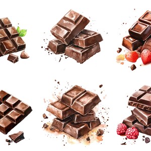 Watercolor Chocolate Clipart Bundle, Chocolate Png, Dessert Clip Art ...