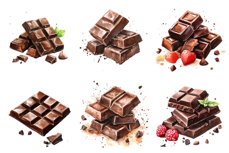 Watercolor Chocolate Clipart Bundle, Chocolate Png, Dessert Clip Art ...