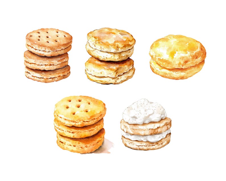 Watercolor Biscuit Clipart Bundle, Biscuit Png, Cookie Clip Art ...