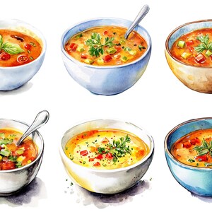 Watercolor Soup Clipart, Png Bundle, Bowl Clip Art, Illustration ...
