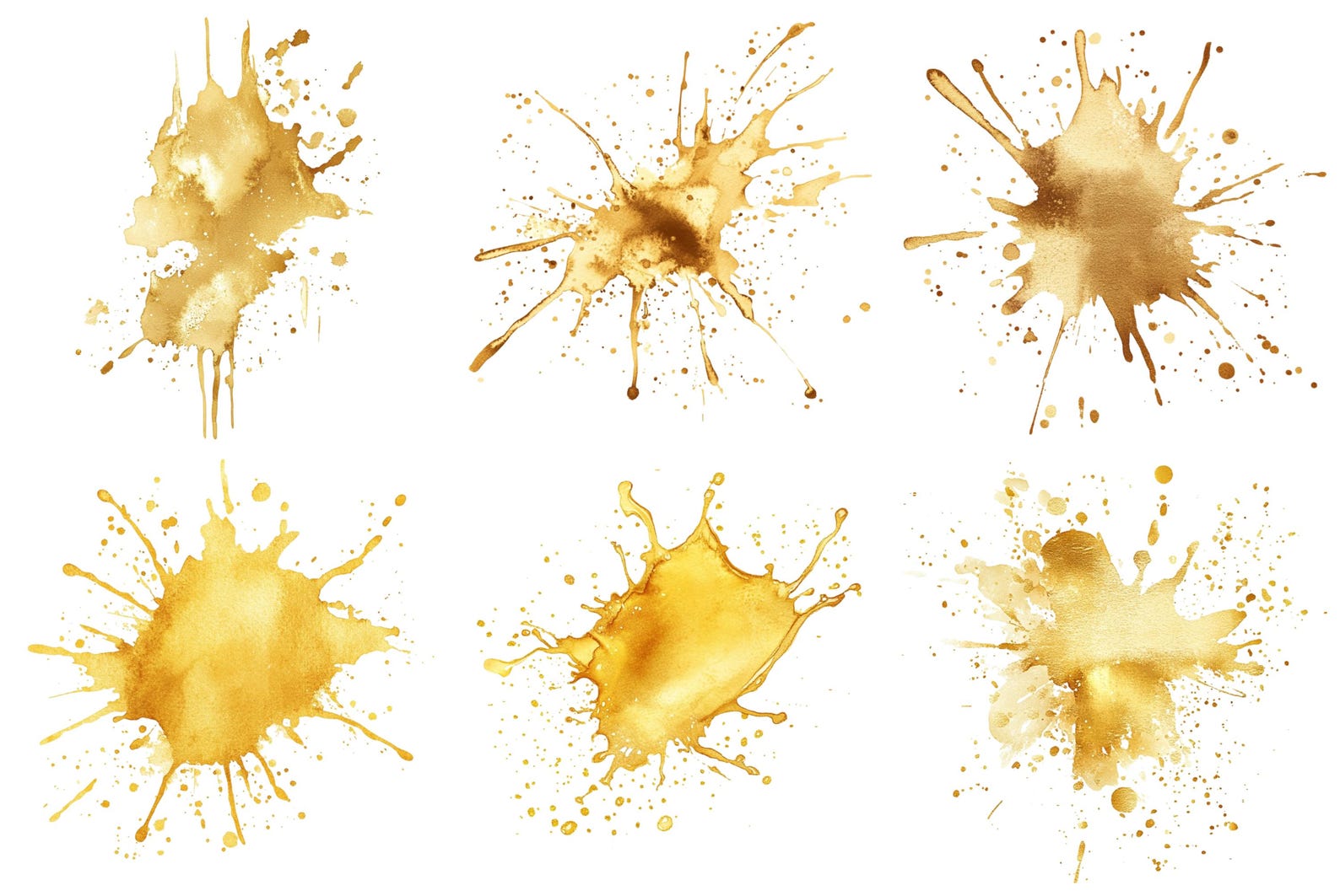 Watercolor Gold Splash Clipart, Png Bundle, Clip Art, Illustration, Ink ...
