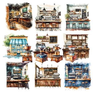 Watercolor Coffee Clipart Bundle, Coffee Png, Illustration, Latte Art ...