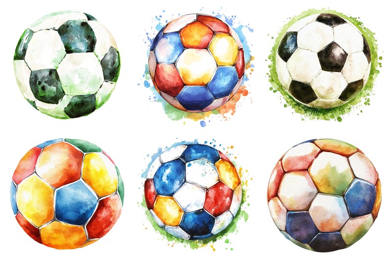 Watercolor Soccer Ball Clipart, Png Bundle, Clip Art, Illustration ...