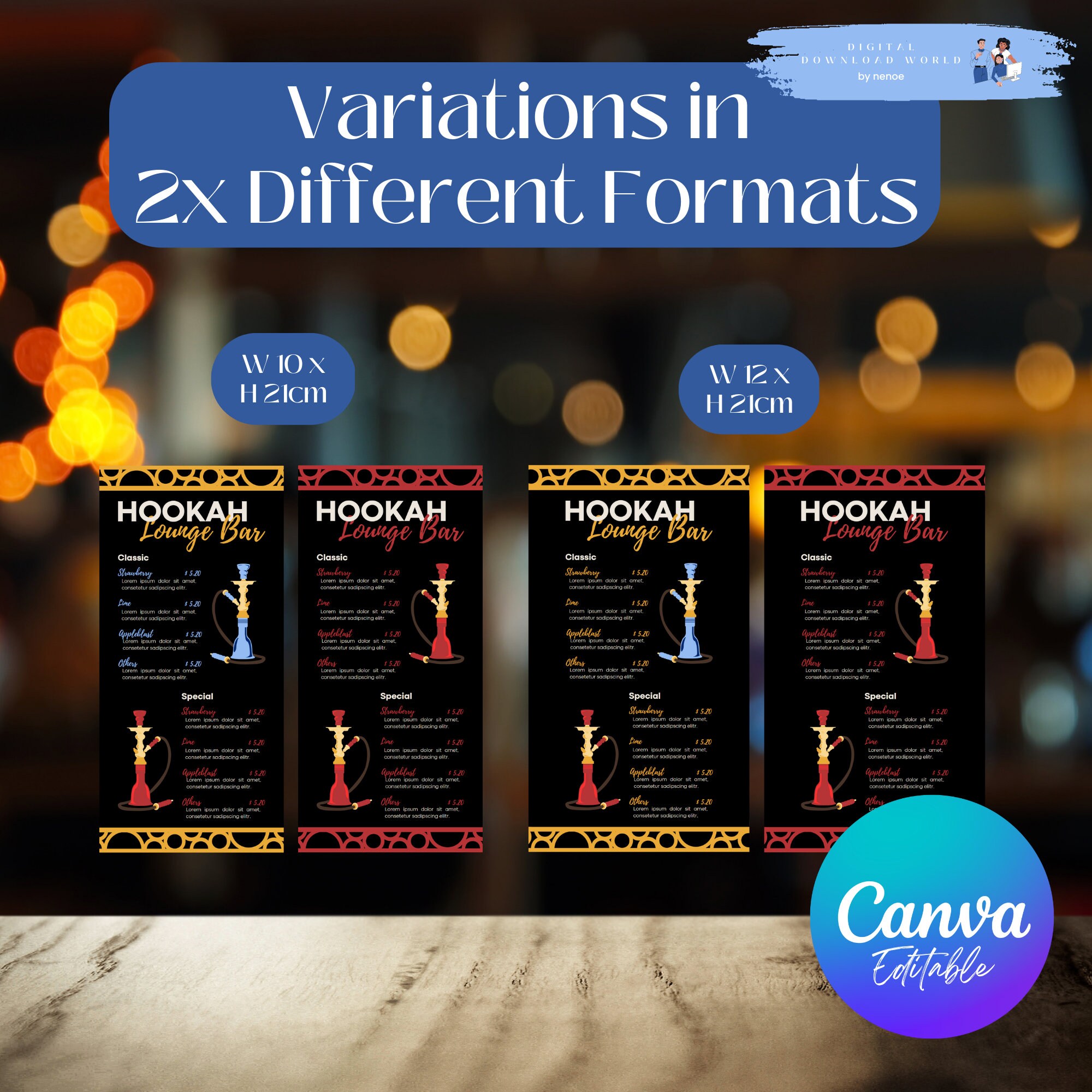 Hookah Bar Menu Card, Editable Canva Price List Template for Your ...