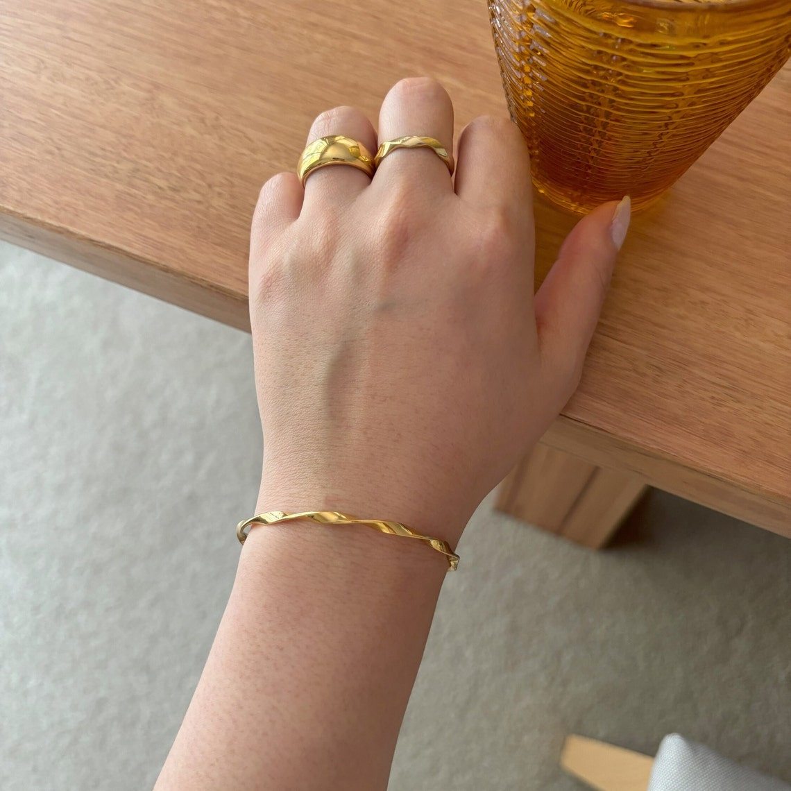 Gold Bangle, Gold Flow Cuff Bangle, Flow Cuff Bangle, Gold Cuff Bangle, Flow Bangle Bracelet ...