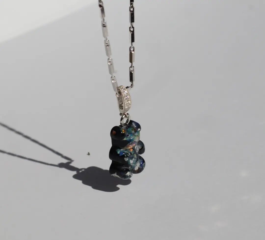 Mother of Pearl Gummy Bear Pendant: Sterling Silver & CZ - Etsy