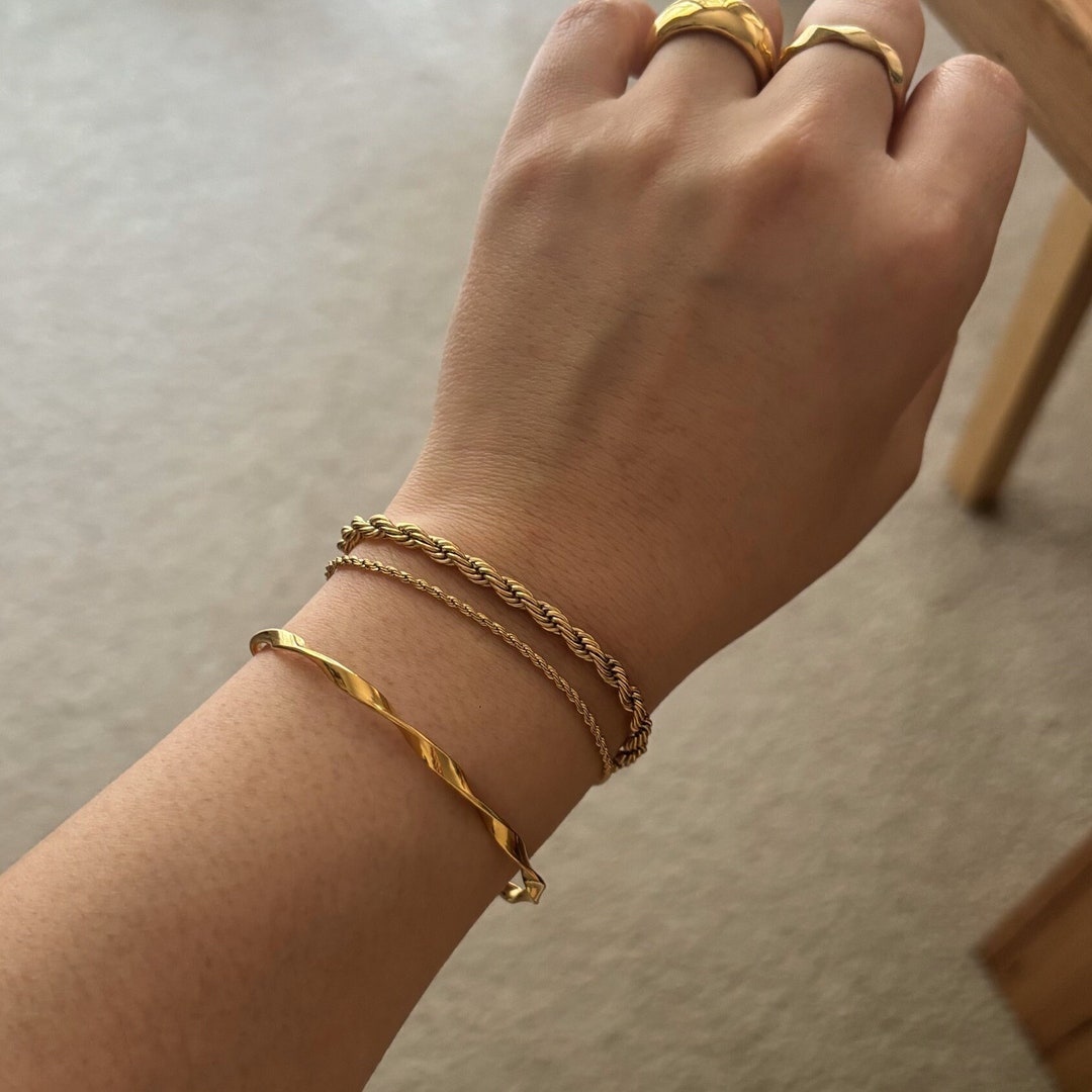 Gold Bangle, Gold Flow Cuff Bangle, Flow Cuff Bangle, Gold Cuff Bangle, Flow Bangle Bracelet ...