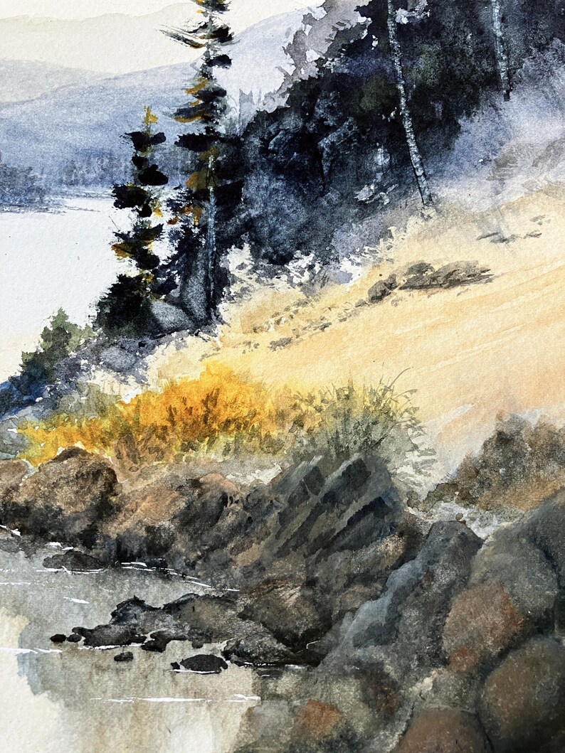 Colorado Original Watercolor Painting of Snake River Landscape. Rocky ...