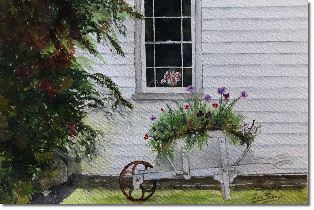 Wheelbarrow Original Watercolor Painting Vintage Wheelbarrow - Etsy