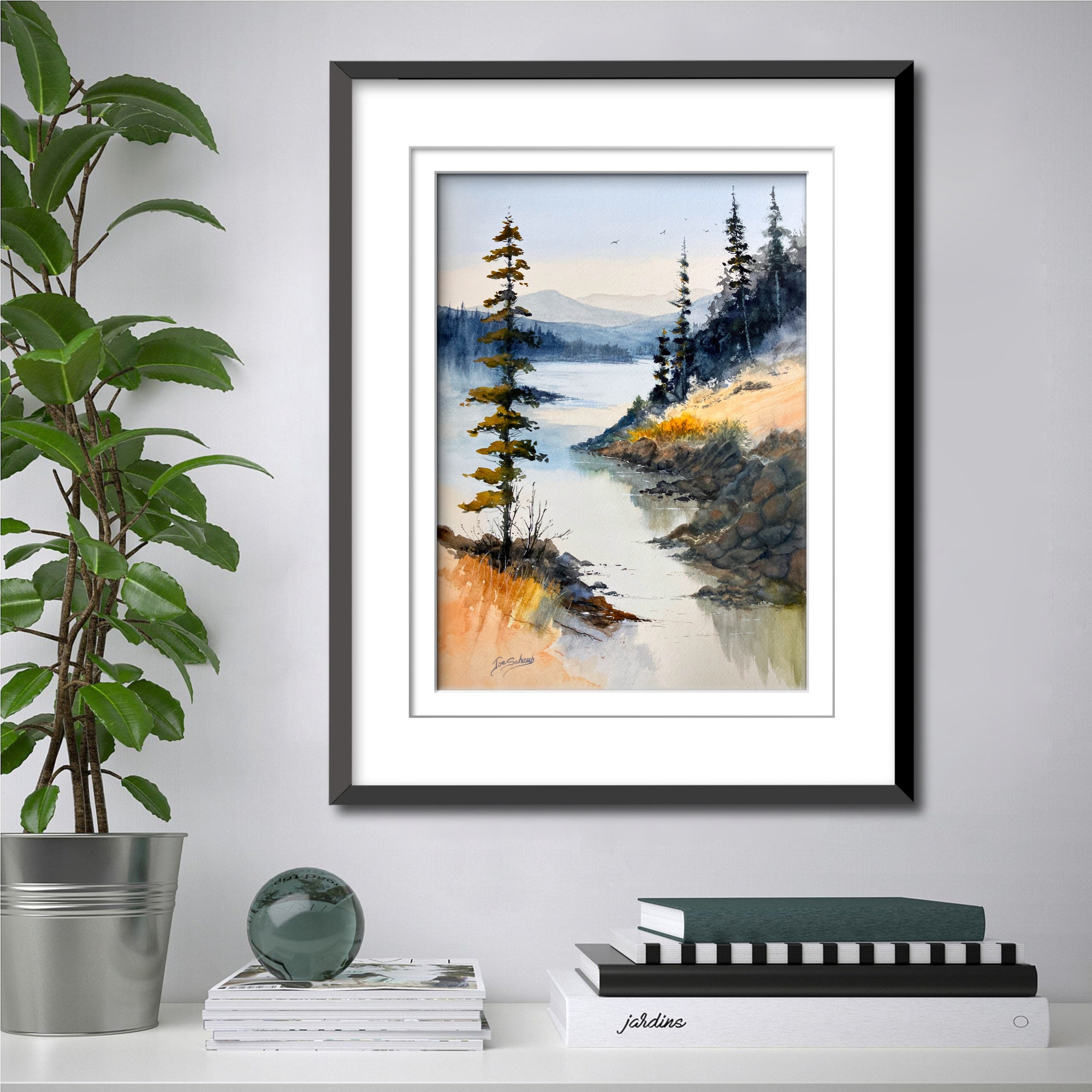 Colorado Original Watercolor Painting of Snake River Landscape. Rocky ...