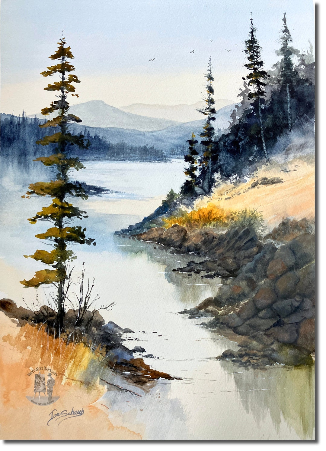 Colorado Original Watercolor Painting of Snake River Landscape. Rocky ...