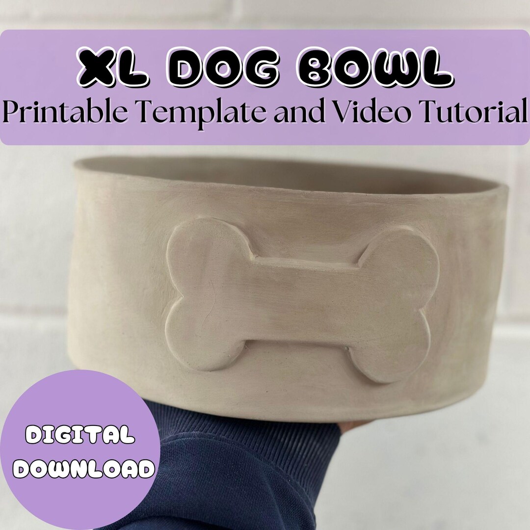 XL Dog Bowl Pottery Template | Slab Build DIY Pet Bowl (digital ...